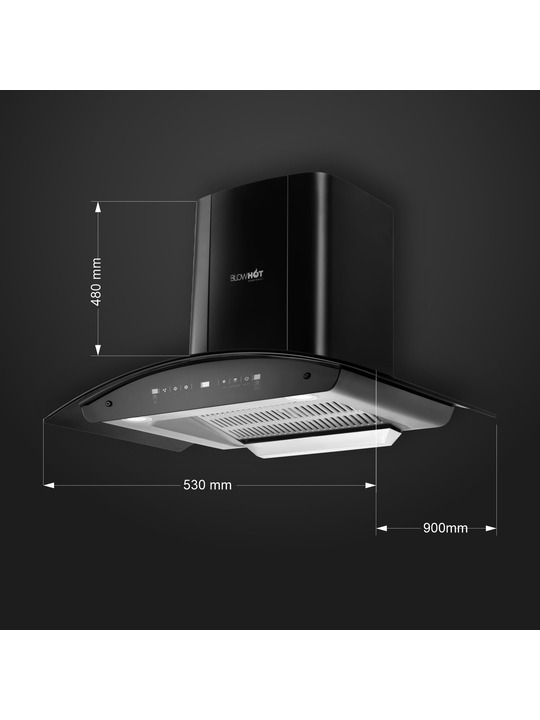 BLOWHOT 90cm 1300 m³/h With Installation Kit Filterless Autoclean Chimney, 15 Year Warranty on ...